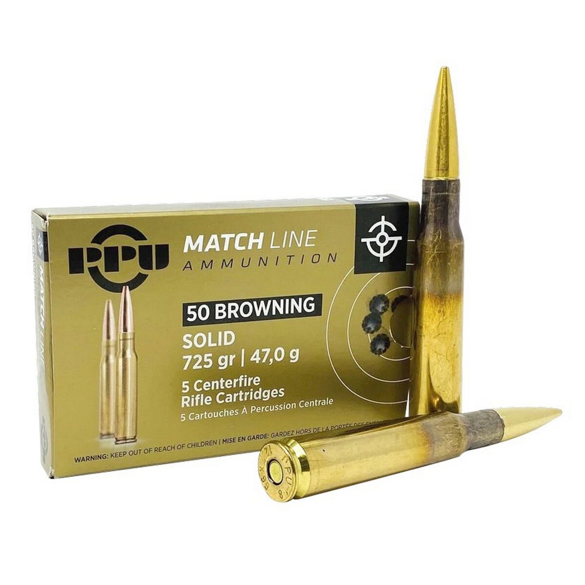 PPU Match 50 BMG 725 Grain FMJ 5 Rd | Bass Pro Shops